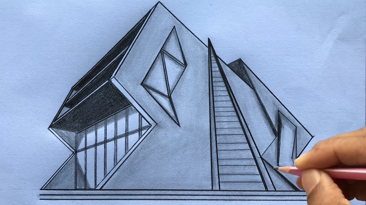How to Draw a Modern Building in Two-Point Perspective - YouTube