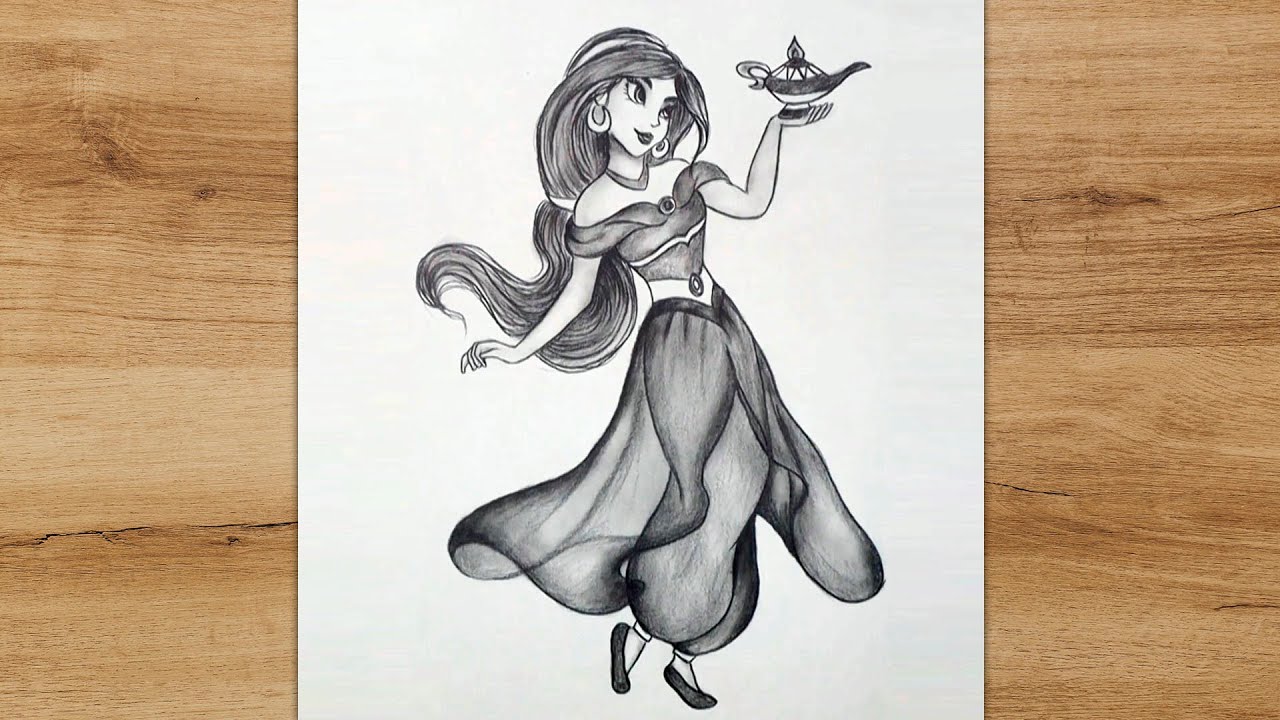 Princess Jasmine Pencil Drawing