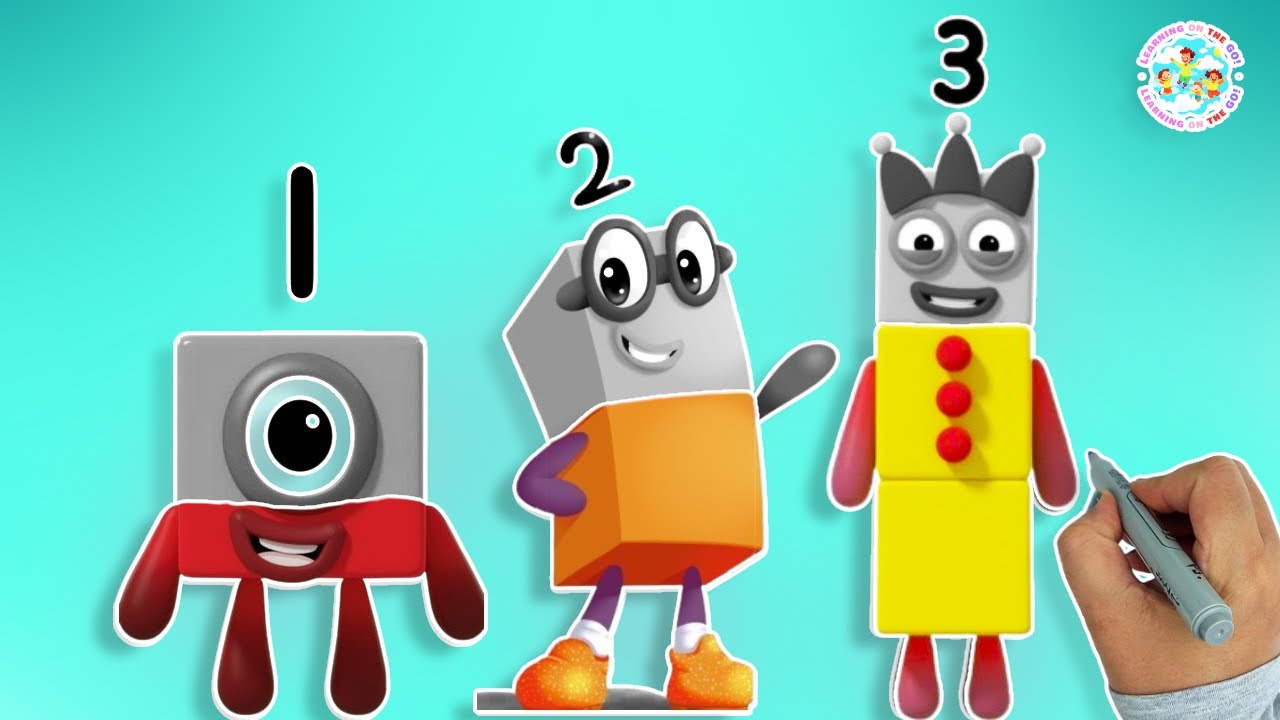 NUMBERBLOCKS 1, 2 & 3 Drawing & Coloring | Preschool Learning Video ...