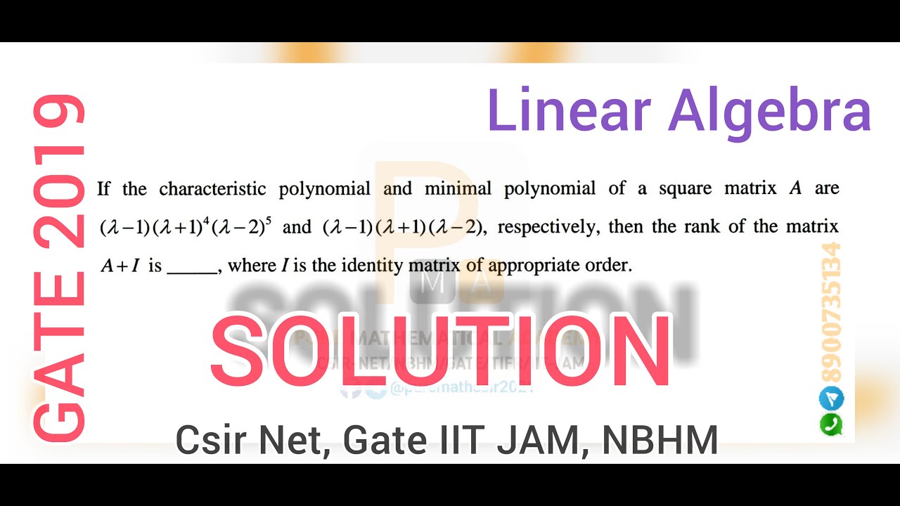 Gate 2019 Linear Algebra Solutions | by Pure Mathematical Academy ...
