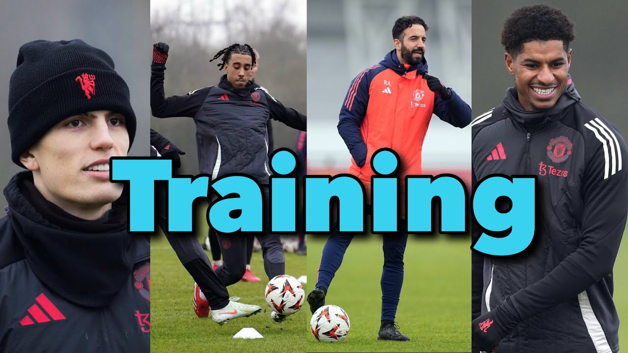 Manchester United Training 22nd Jan: Rashford, Mainoo, Garnacho ...