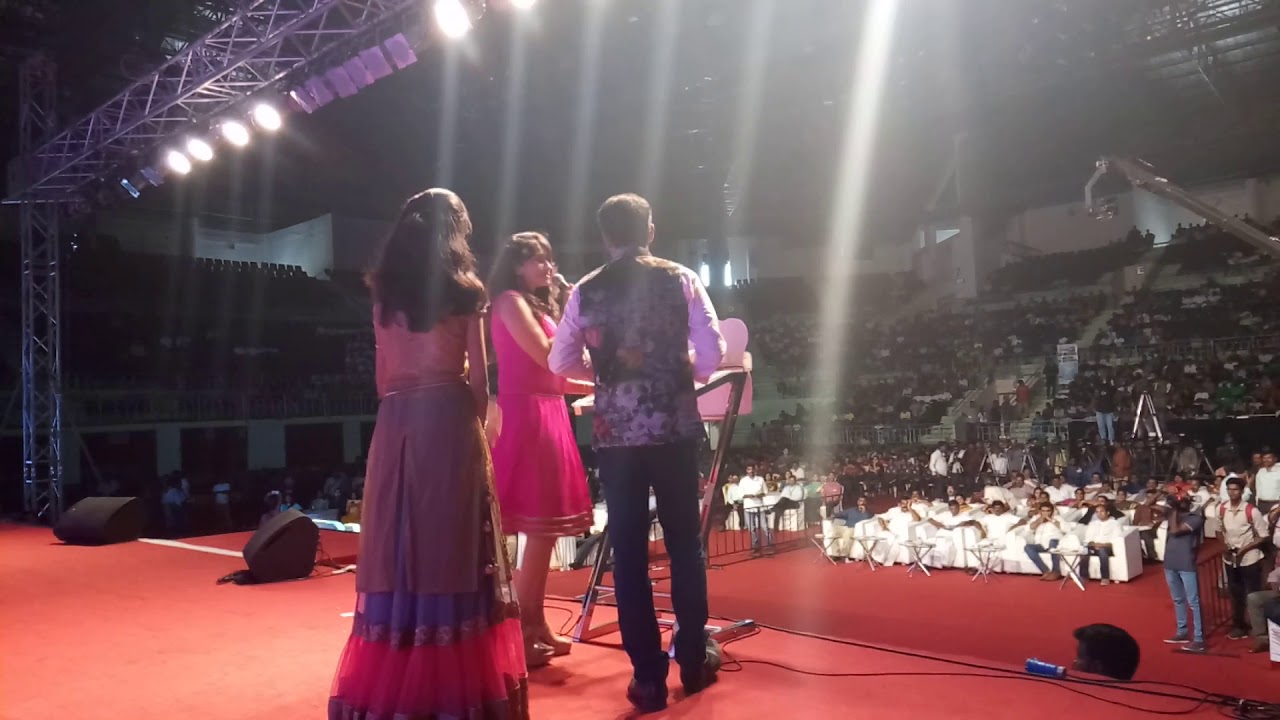 Emcees Thamizh and Nandhini welcoming MC Shwetha Shekar at Nehru ...