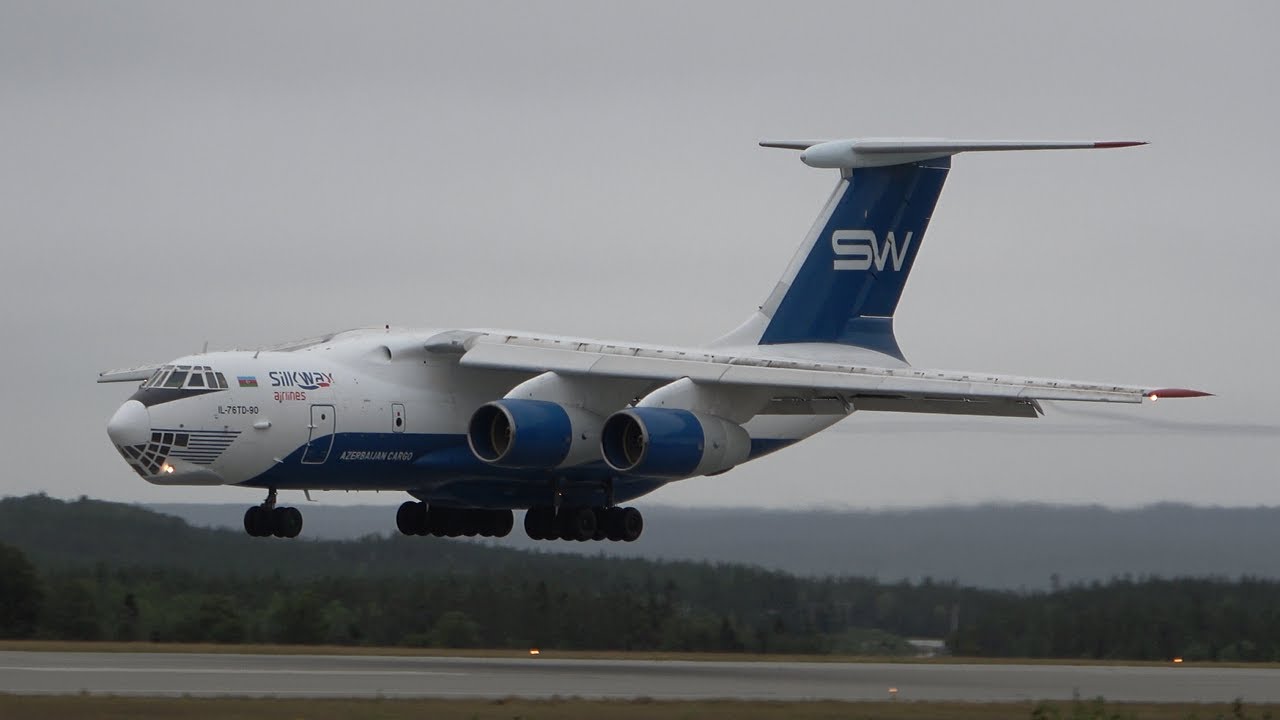 Silk Way Airlines Ilyushin IL-76TD-90VD - Landing - YouTube