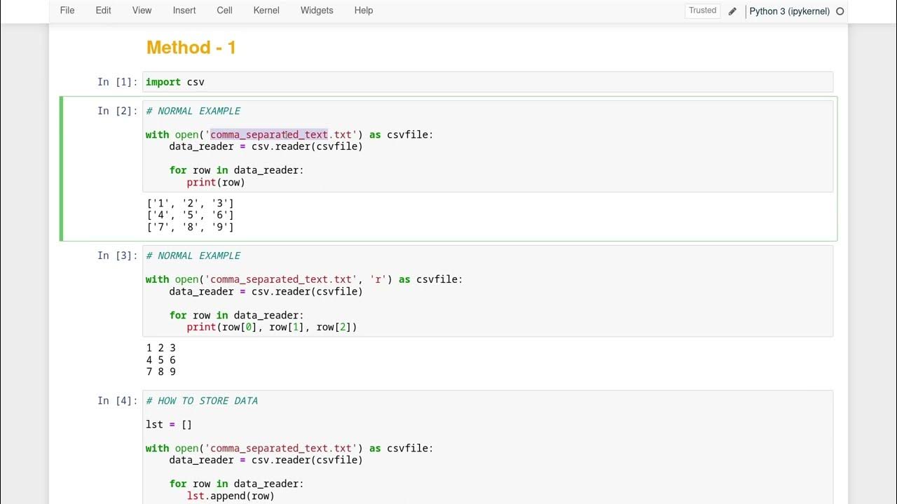 Read text files in Python having different separators using csvreader #18.2 - YouTube