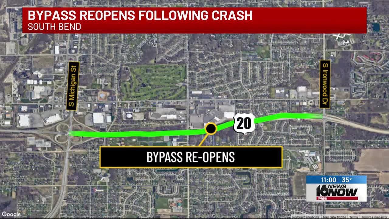 Westbound traffic reopens on US-20 Bypass following crash - YouTube