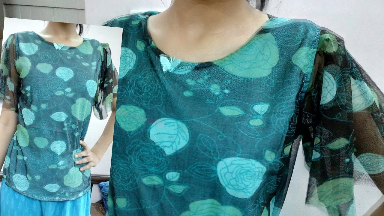 Make Net fabric kurti top | How to make Net Short Top with Lining - YouTube