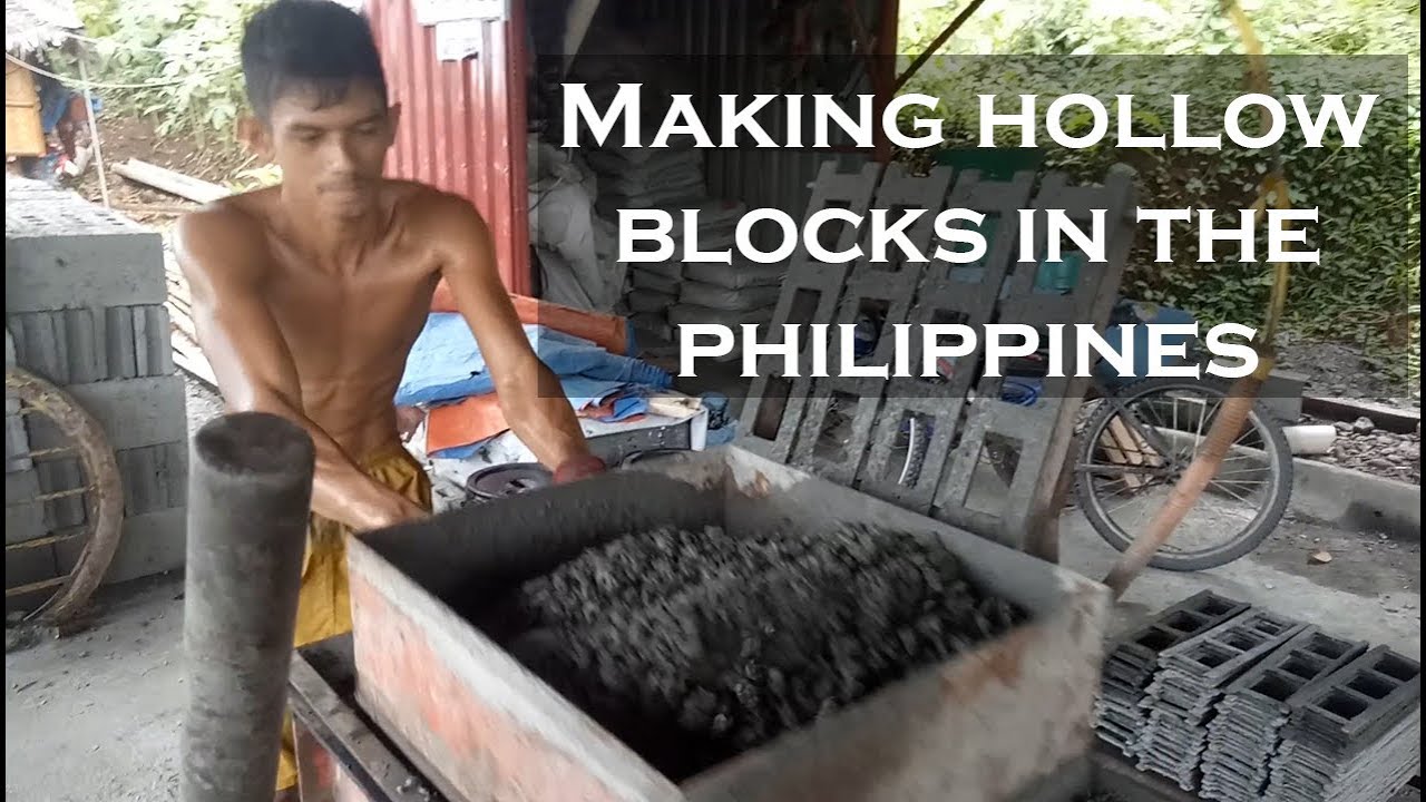 Making Hollow Blocks in The Philippines - YouTube