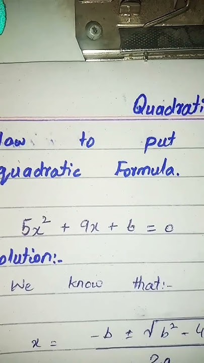 #How to put the values in quadratic formula from the given equation #mathematics #trick #simple ...