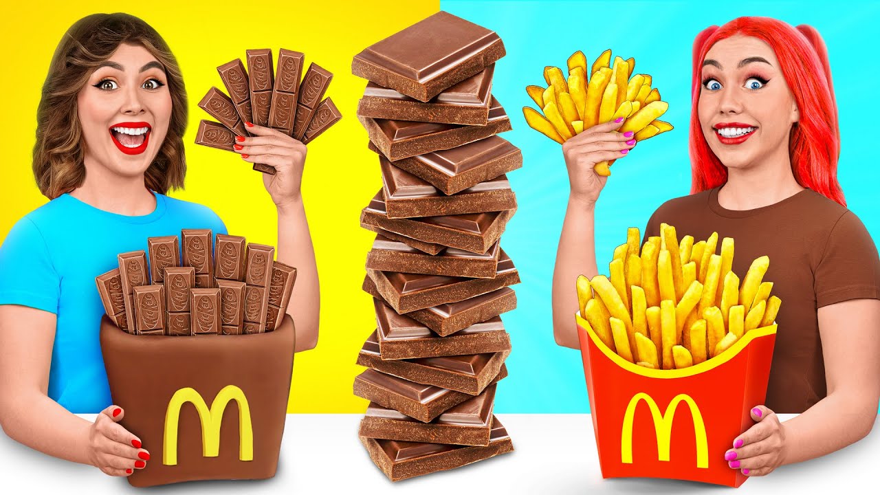 Real Food vs Chocolate Food Challenge | Crazy Challenge by Multi DO ...
