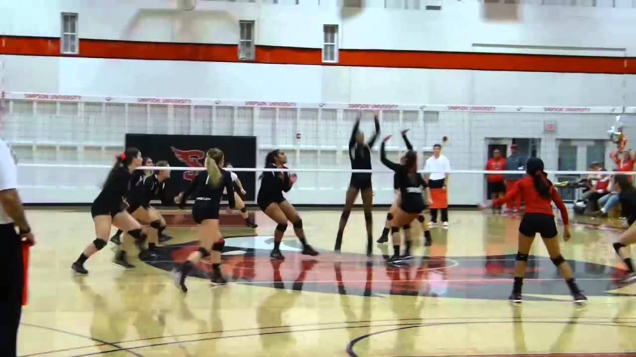 Simpson volleyball swept on senior night - YouTube