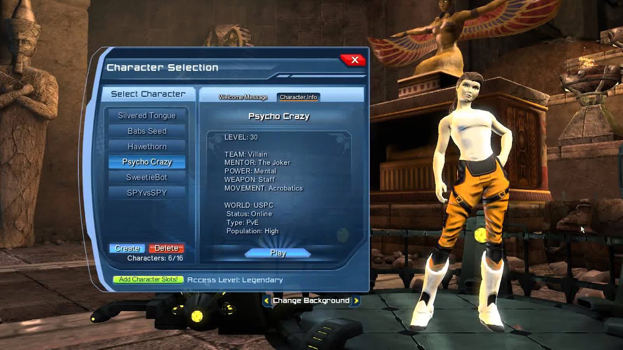 My DCUO character roster. - YouTube