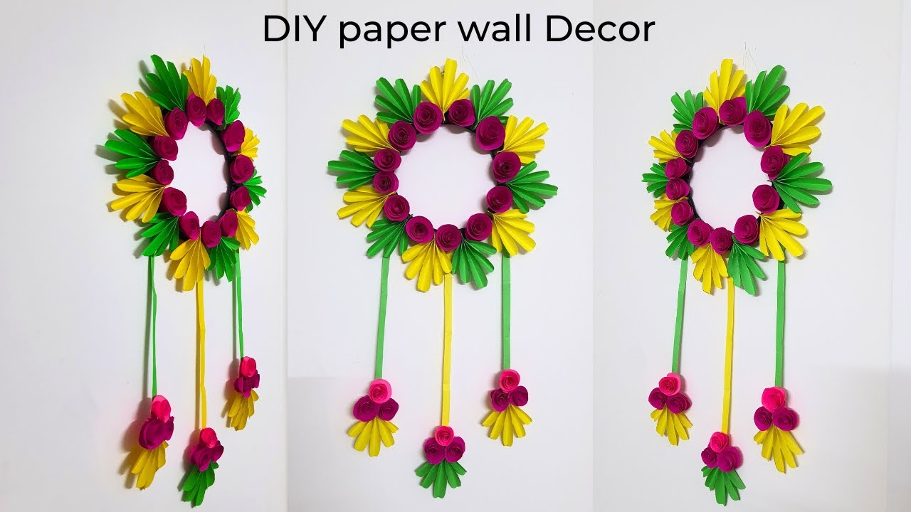 DIY Wall dcor ideas ||super easy paper wall hanging making || easy home ...