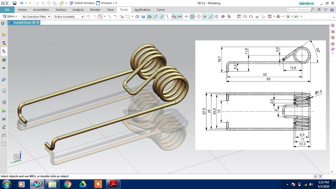 #NX CAD #TORSION SPRING #SWEEP - YouTube