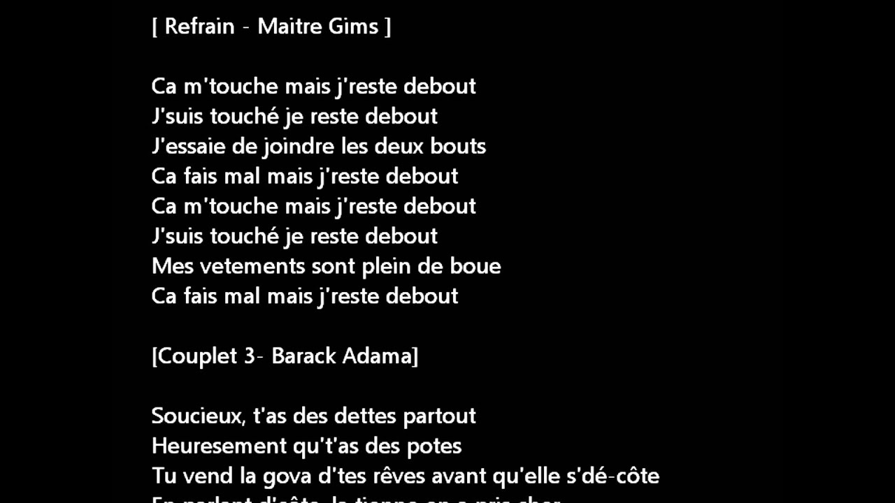 Paroles de J'reste debout - YouTube
