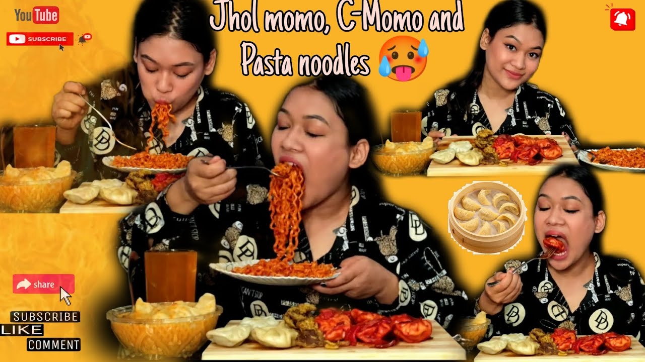 Jhol momo, C-Momo and 2pm pasta noddles 🤤😍!! - YouTube