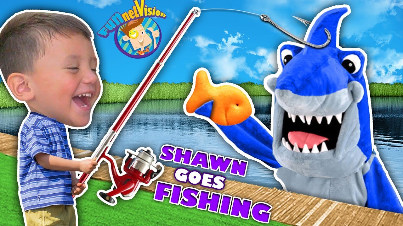 SHAWN's 1st Time FISHING! Goldfish Challenge against Shark! (FUNnel Fam ...