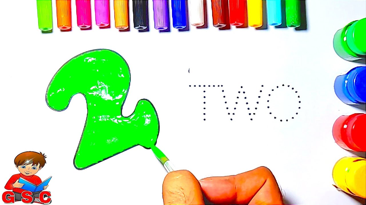 For kids Number | 2 ALPHABET DRAWING | 1234 | write and learn counting ...