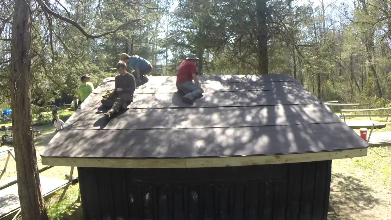 Camp Hart OA weekend roofing Red Fox - YouTube