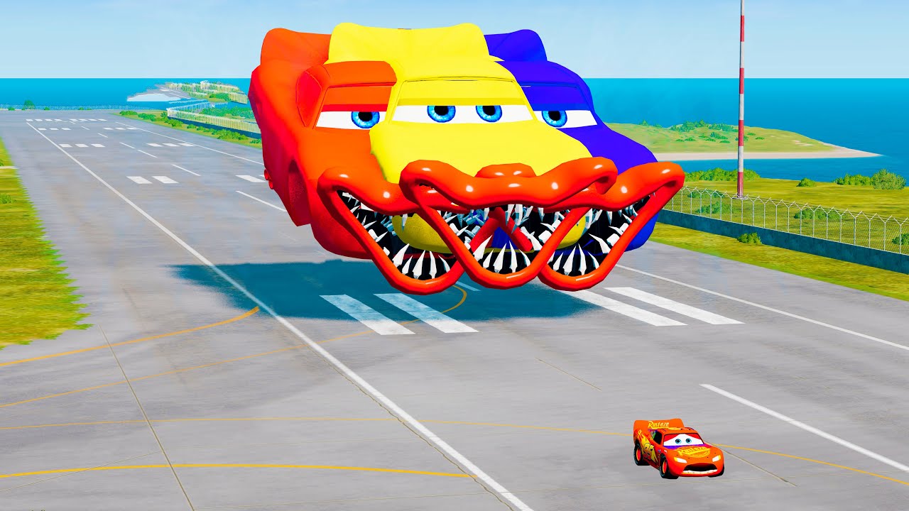 Lightning McQueen's Epic Chase Against Flying Doppelganger in Beamng ...