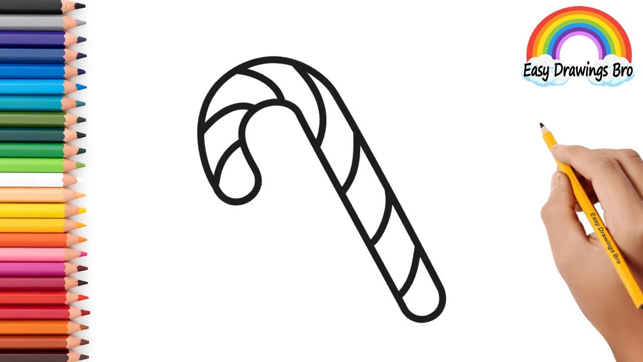 Christmas Drawing: How to draw a Christmas candy cane easy | Drawing ...