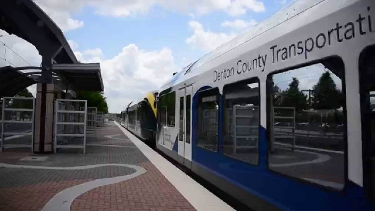 DCTA Stadler GTW 2/6 DMU #108 on the A-train departing Trinity Mills ...