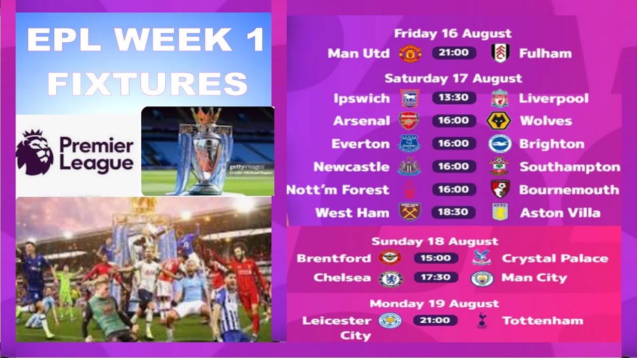 Premier League 2024-25 Match-day 1 schedule and fixtures - YouTube