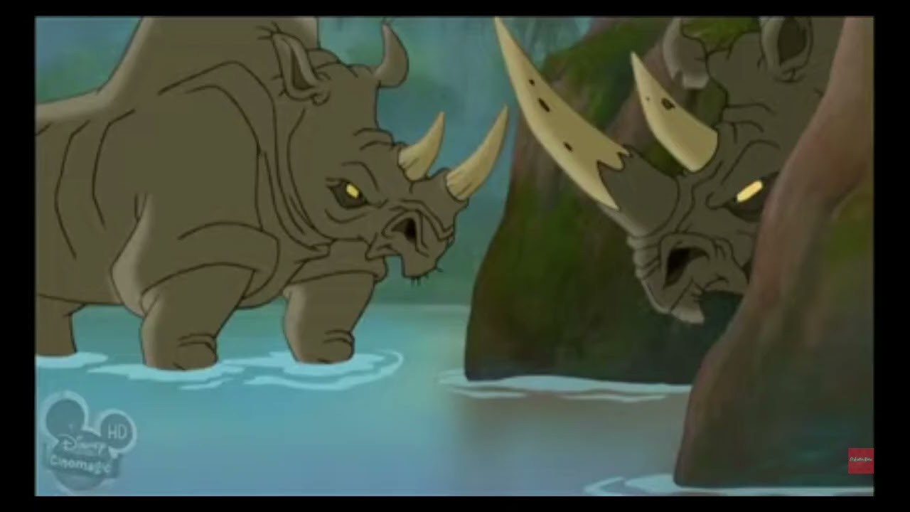 tarzan gets hit by the rhinos. 2 times. - YouTube