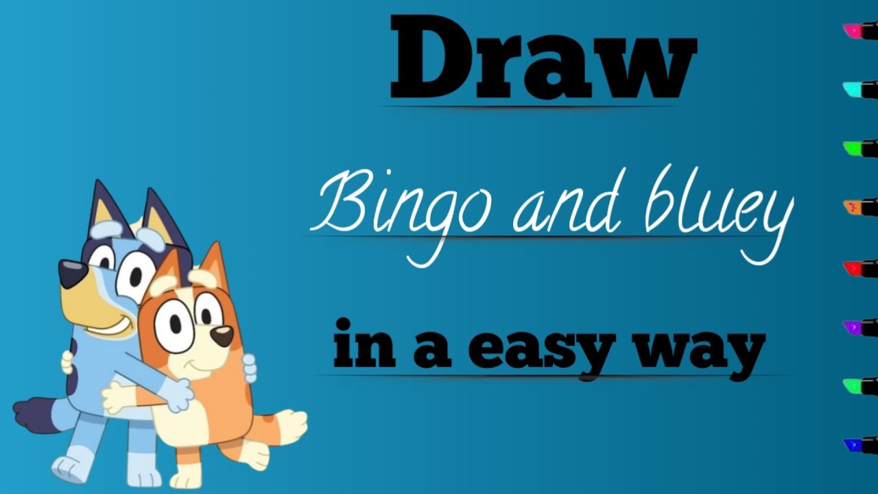 How to draw Bingo and bluey | easy drawing | Bingo and Blue step by ...