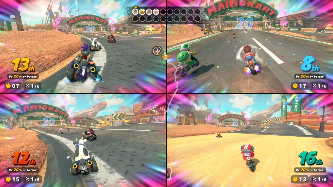 Mario Kart World 4-Player Split Screen Local *Knockout Tour* Co-Op ...