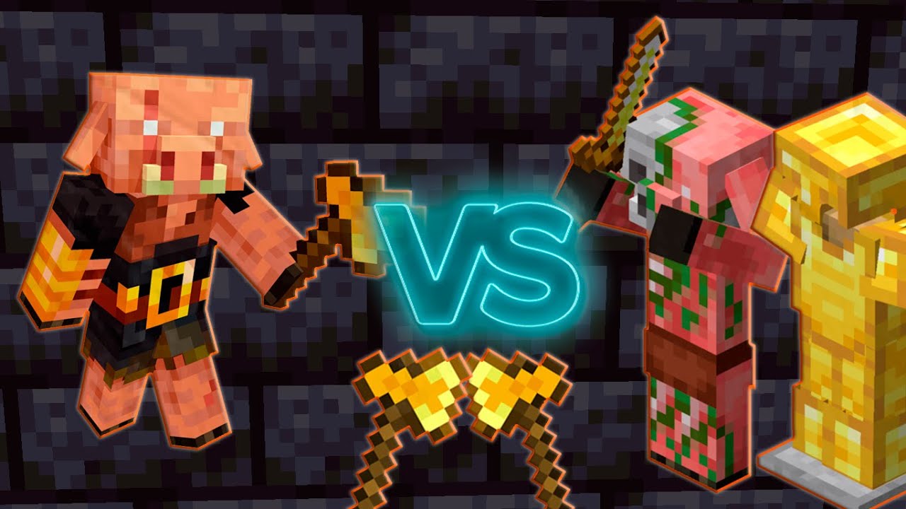 Piglin Brute vs Full Gold Zombified Piglin - Minecraft Mob Battle 1.16. ...