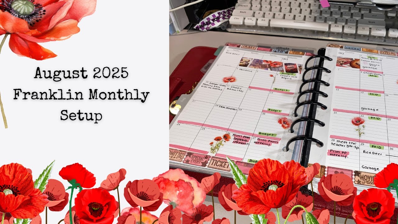 Franklin Classic || Plan With Me || August 2025 Monthly Setup || Ruby Reese Binder - YouTube