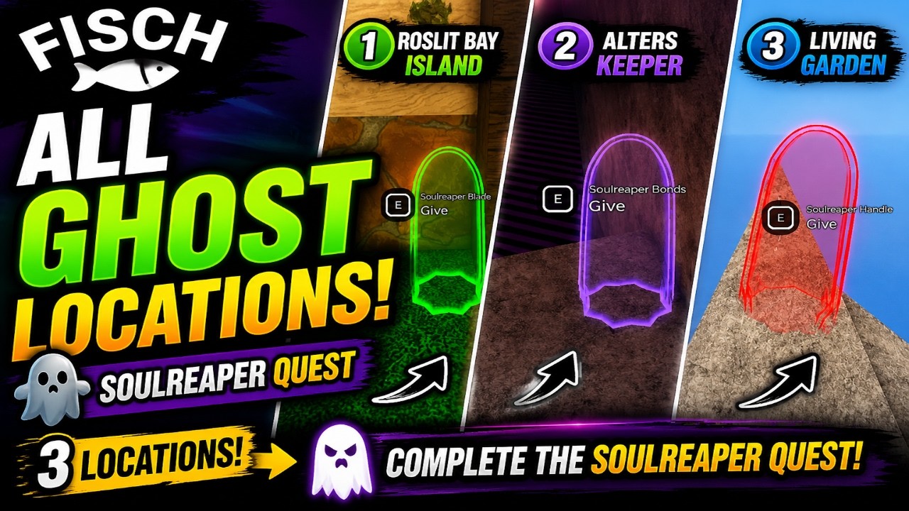 All Ghost Locations for Soulreaper Quest in Fisch | Fisch - YouTube