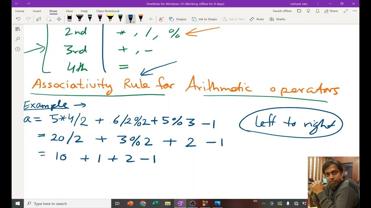 Lec13: C Lang (English): Arithmetic Operator Associativity Rule - YouTube