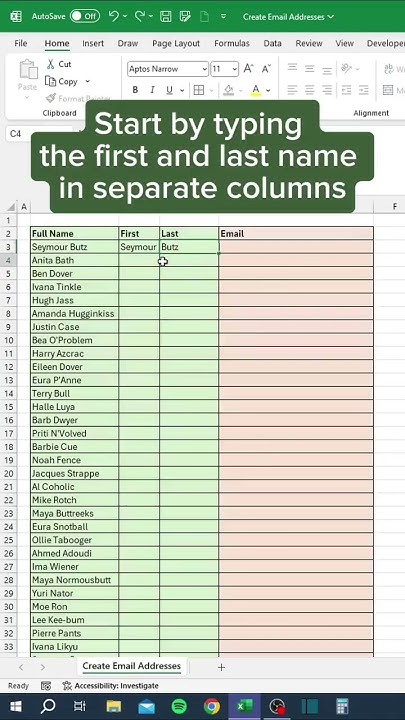 HOW TO CREATE EMAIL ADDRESSES IN EXCEL! - YouTube