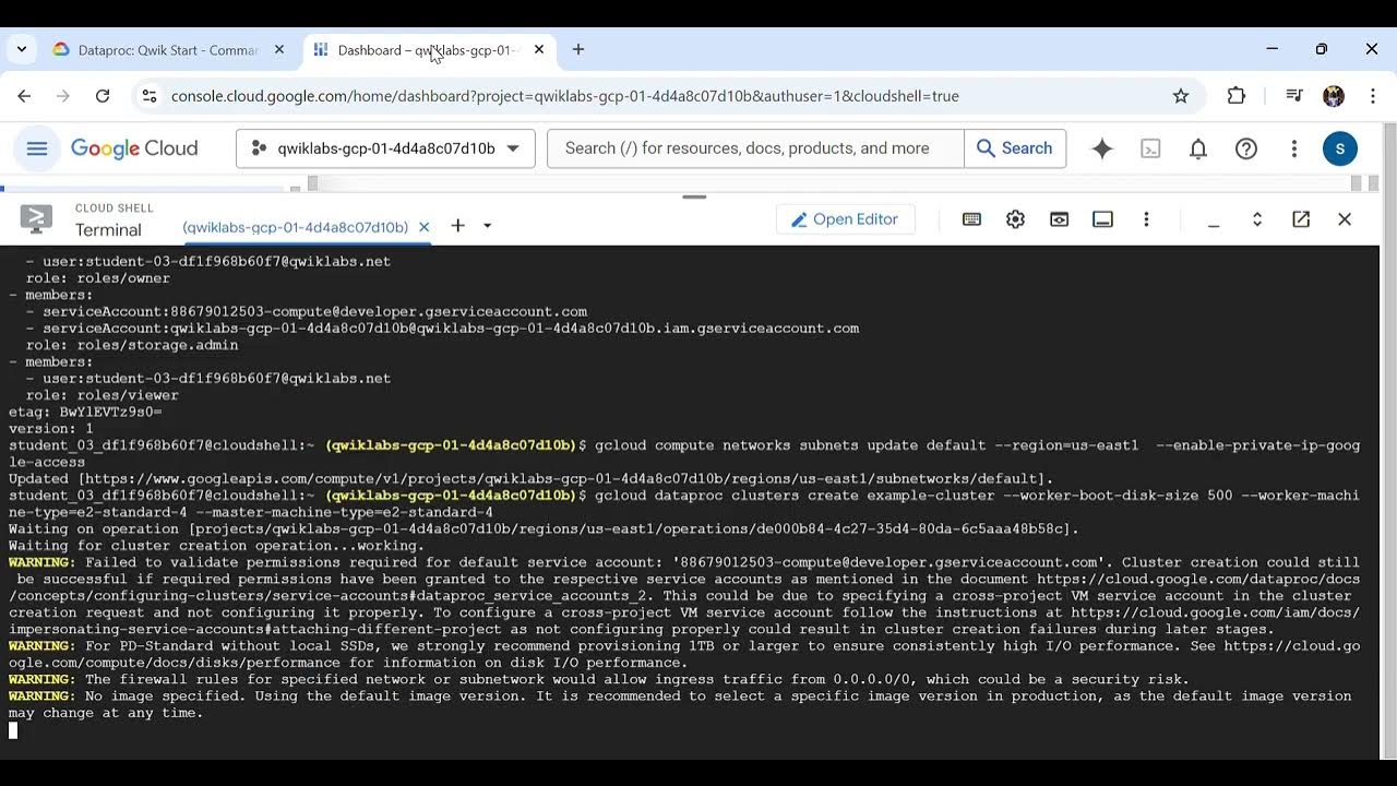 Dataproc Qwik Start Command Line H561W - YouTube