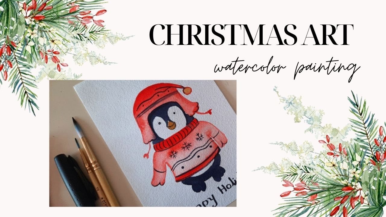 Christmas Watercolor Art -7/ Holiday cards / Watercolor painting ...