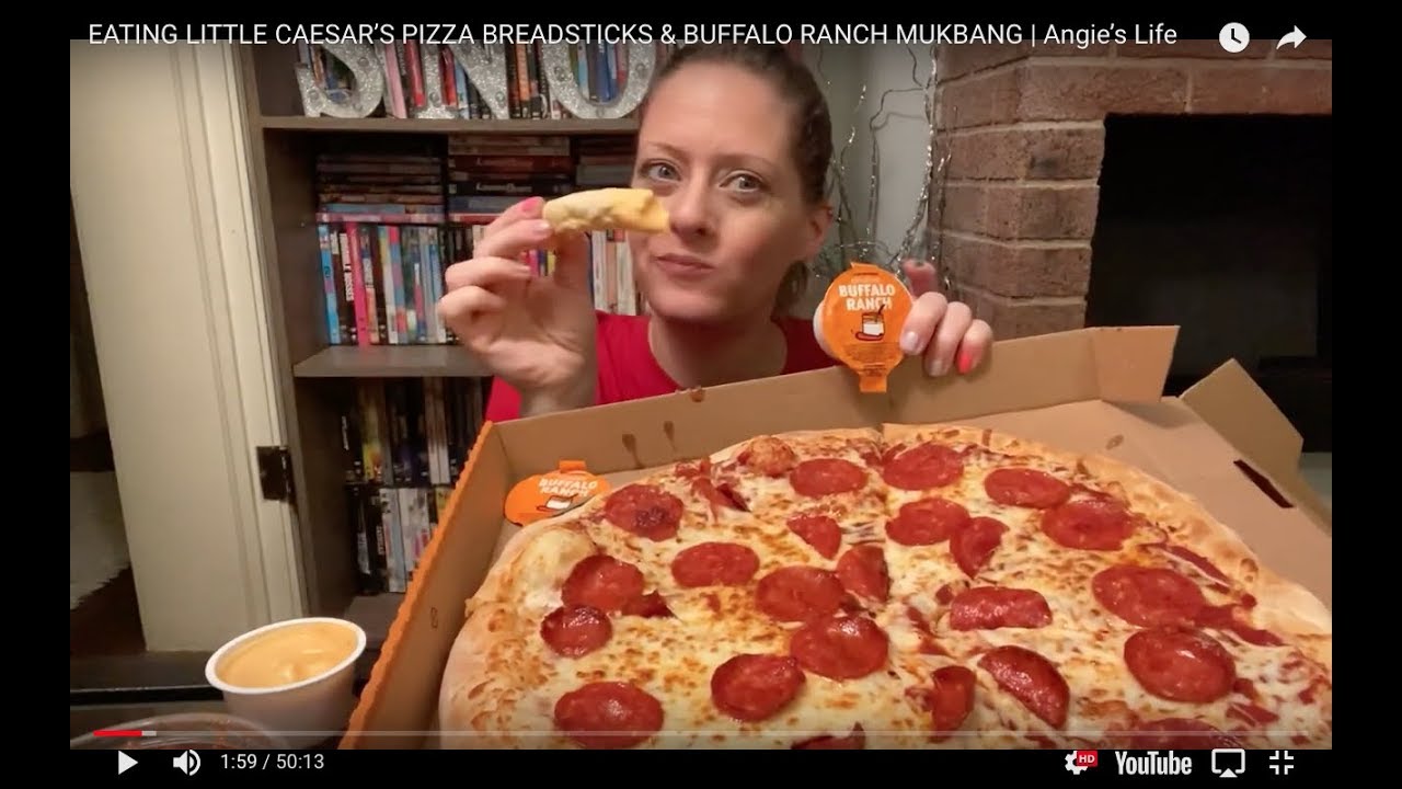 EATING LITTLE CAESAR’S PIZZA BREADSTICKS & BUFFALO RANCH MUKBANG ...