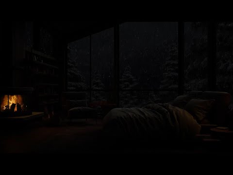 Peaceful Night: Snow and Fireplace Sounds in the Bedroom for Restful Sleep😴😴Relax in the atmosphere