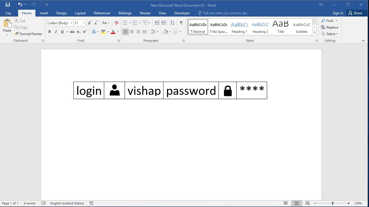 How to insert login and password symbols in word - YouTube