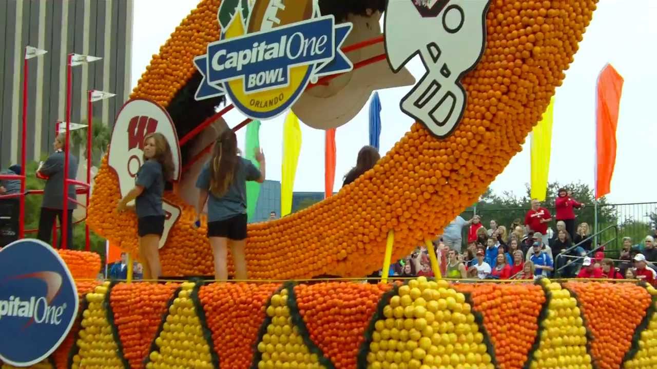 Orlando Florida Citrus Parade 2013: Capital One Bowl Citrus Float - YouTube