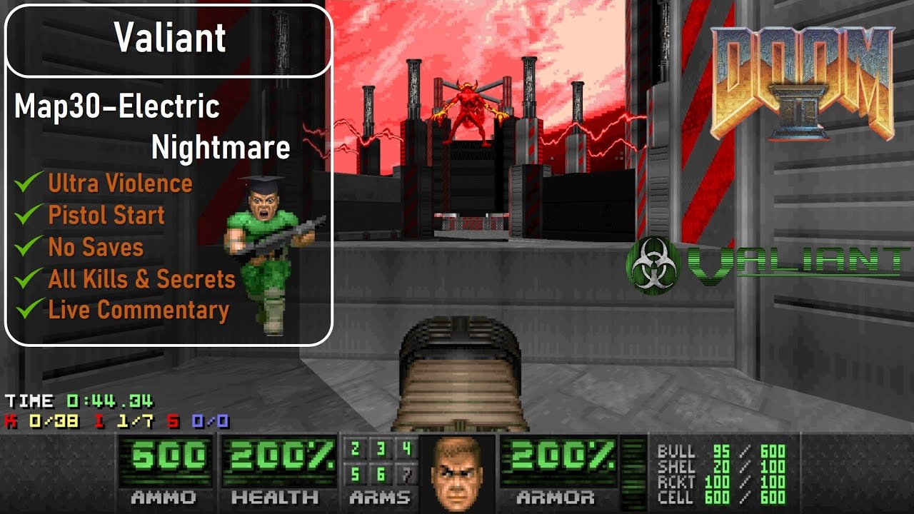 Valiant Map30 - Electric Nightmare [Doom 2, UV, Pistol, 100%] - YouTube