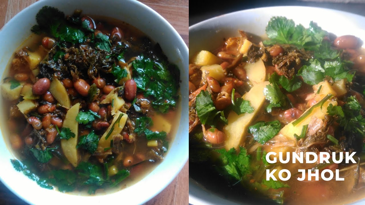 Gundruk ko Jhol | Gundruk Aloo Bhatmas,Badam | How to make Gundruk ...
