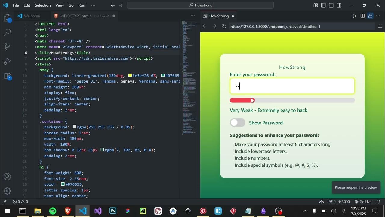 How I Built a Smart Password Strength Checker Using Only HTML/CSS/JS 🔐 ...
