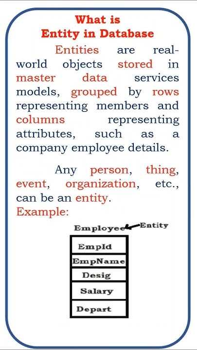 What Is Entity In Database Coding Sql Sqlserverdatabaseexceptionclass Youtube