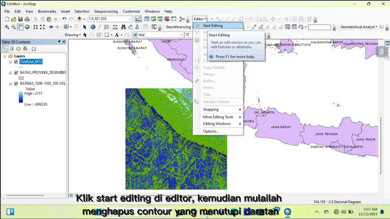 Tutorial membuat Peta Batimetri dengan ArcGIS 10.8. - YouTube