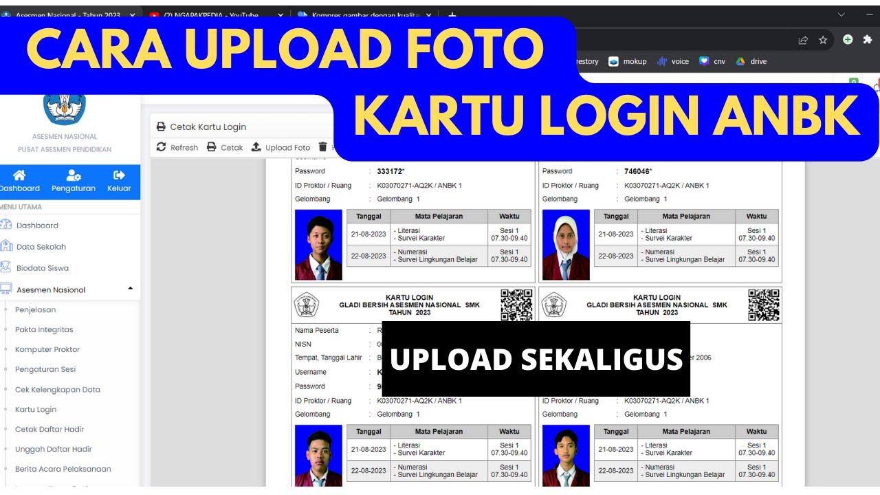 CARA UPLOAD FOTO DI KARTU LOGIN PESERTA ANBK 2023 - YouTube