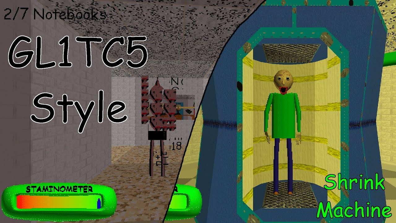 GLITCH Style Fight + Baldi's Shrink Machine [Baldi's Basics Classic ...