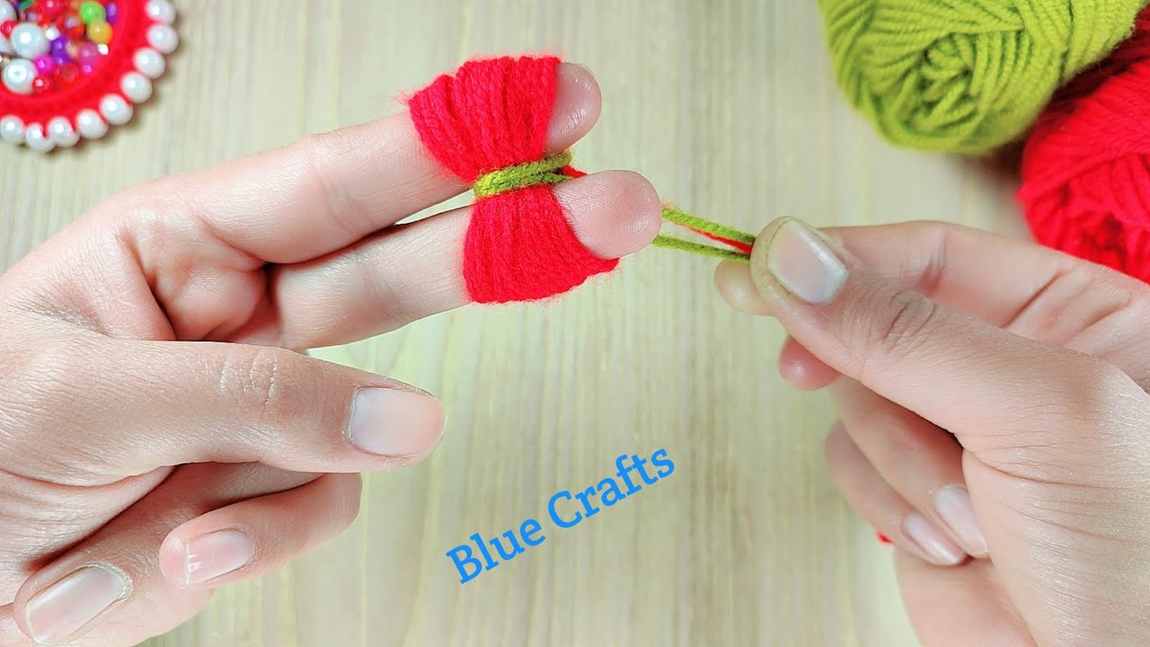 Very Easy | Beautiful Woolen Flower Making In Just 3 Minutes | Easy ...
