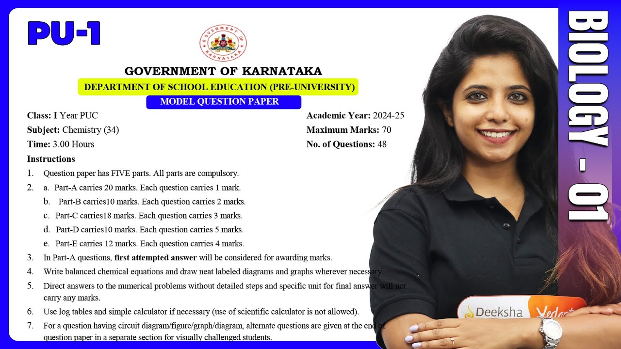 1st PUC Model Question Paper 2025 Biology - With Solution #puboard #puc ...