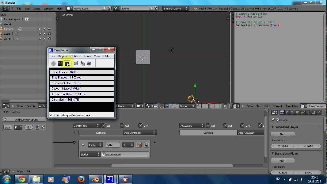 Blender how to show mouse in game motion - YouTube